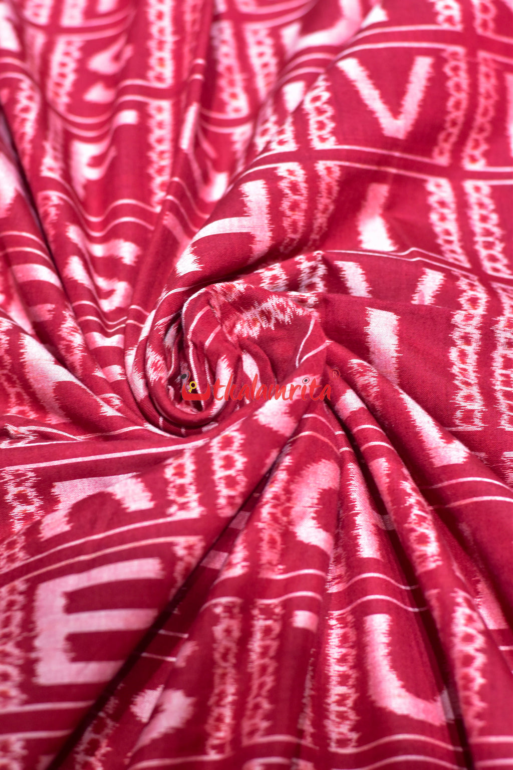 Maroon English Kothi Alphabets Cotton (Fabric)