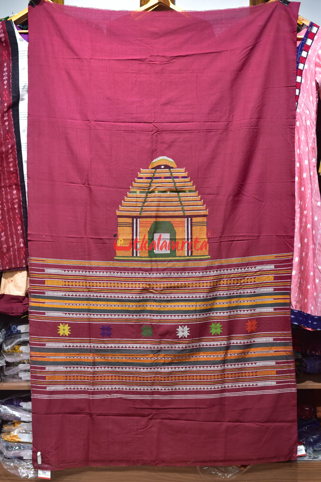 Maroon Konark Temple Dhalapathar (Curtain)