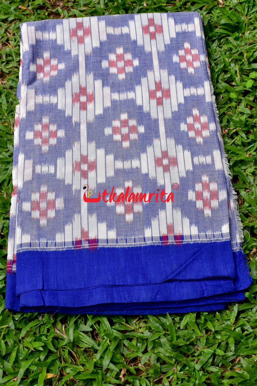 Blue Red White Kuthi Pasapali (Fabric)